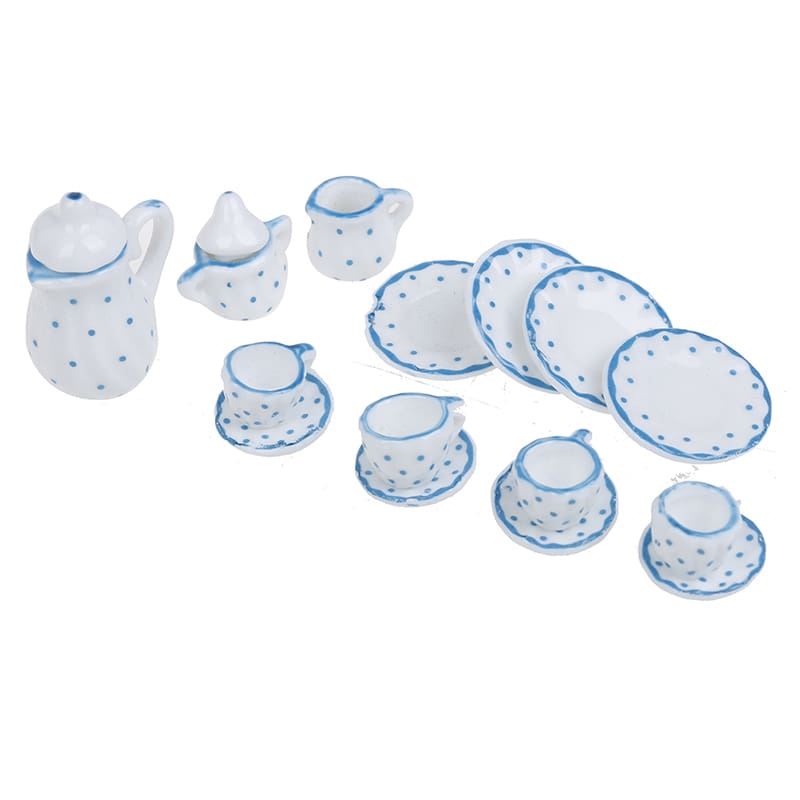 15Pcs 1:12 Miniature Porcelain Tea Cup Set for Toyhouse Furniture ...